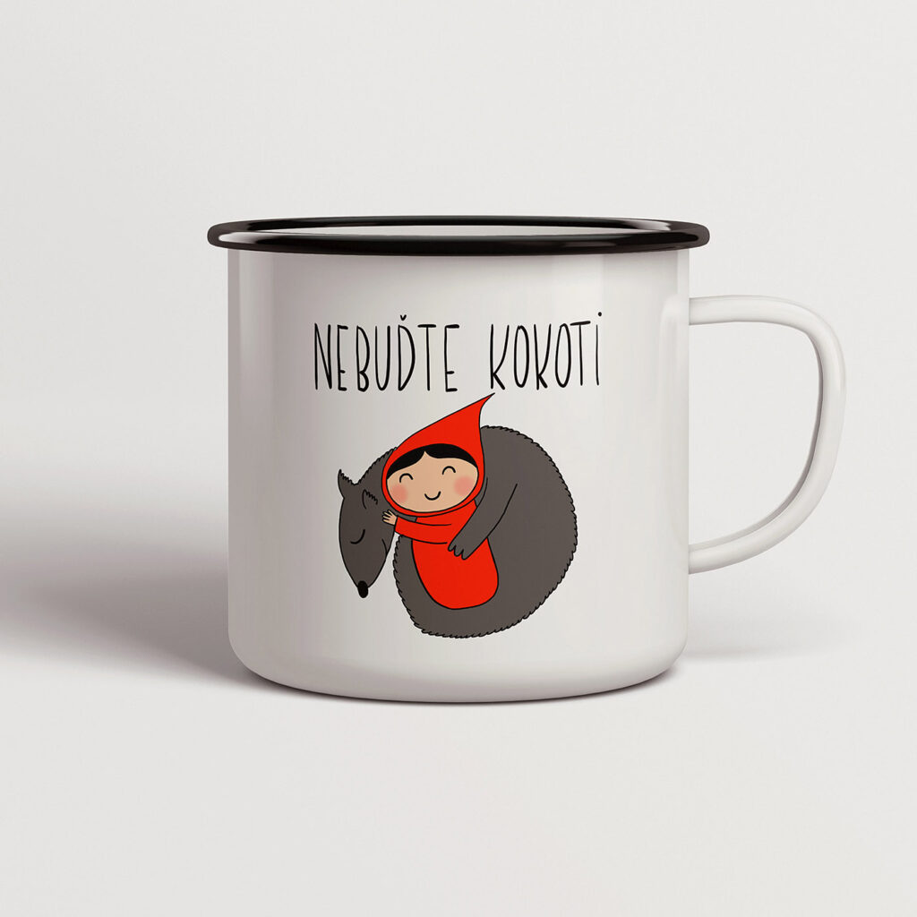 Smaltovaný hrnček Nebuďte kokoti - Kura Harabura